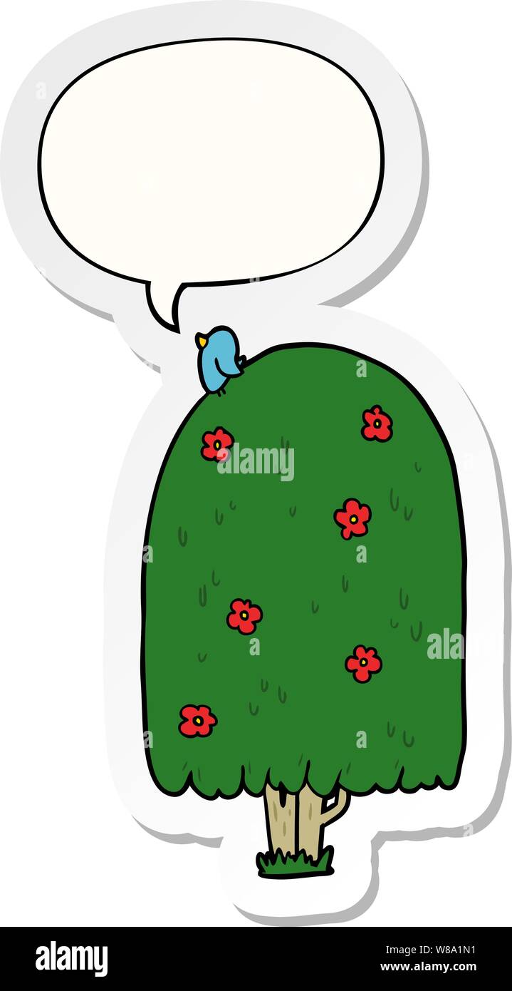 cartoon tall tree with speech bubble sticker Stock Vector Image & Art ...