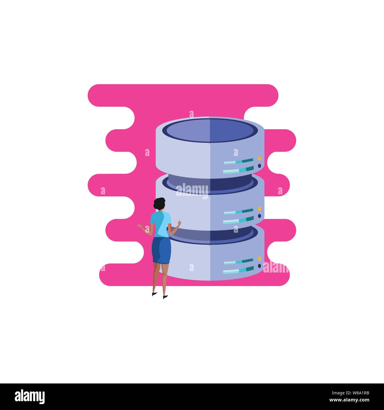 business woman elegant with data center disks vector illustration design Stock Vector Image ...