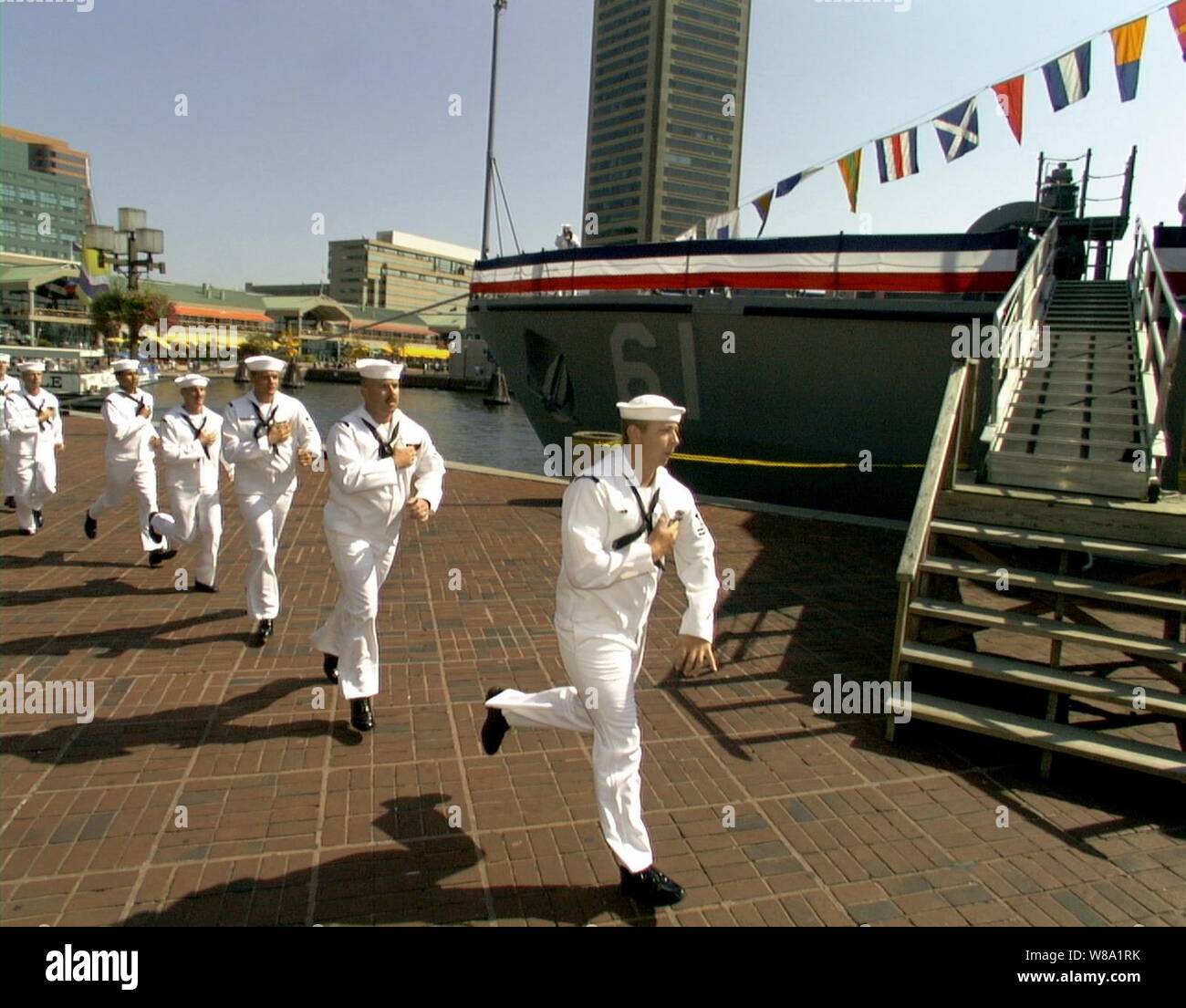 Crew members from the U.S. Navy's newest mine warfare ship USS Raven ...