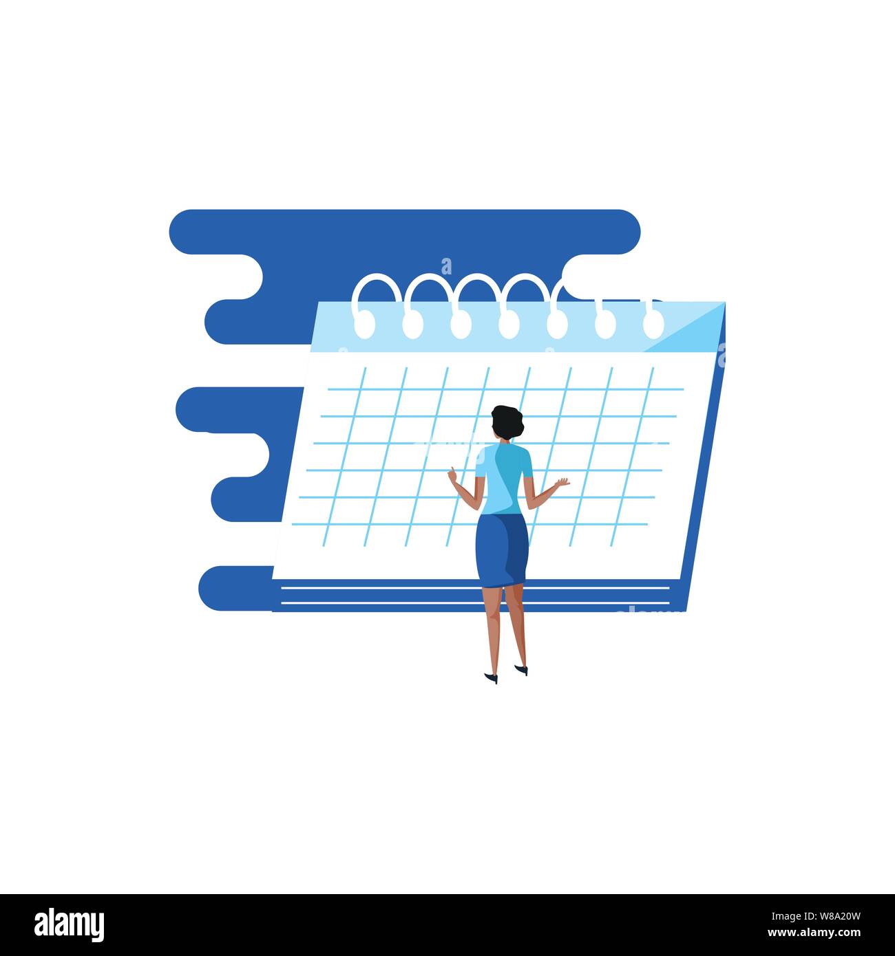 business woman elegant with calendar reminder vector illustration ...