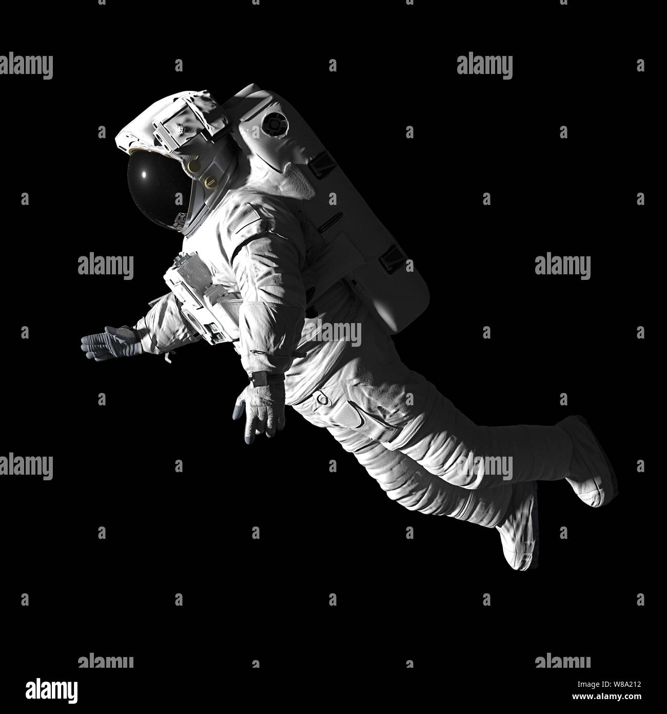 astronaut performing a space walk, isolated on black background Stock ...