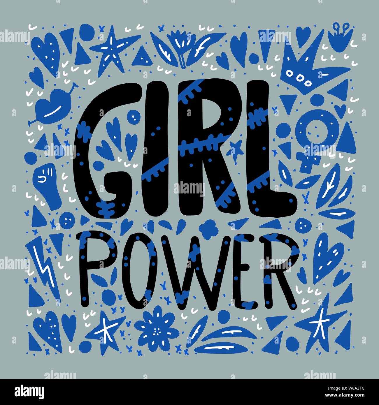 Girl power poster, banner, greeting card, print template. Quote with ...