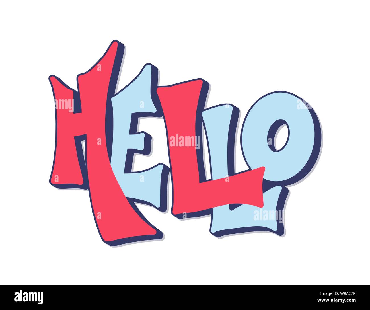 Hello stylized word isolated on white background. Lettering for banner ...