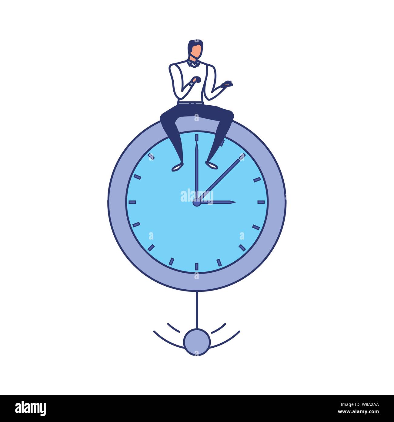 business man elegant with time clock vector illustration design Stock ...
