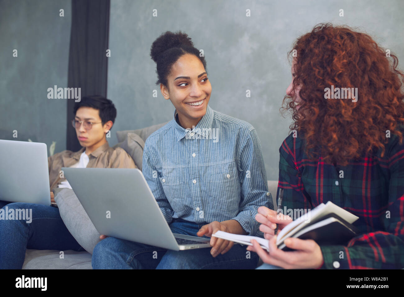 Business person in office connected on internet network. concept of ...