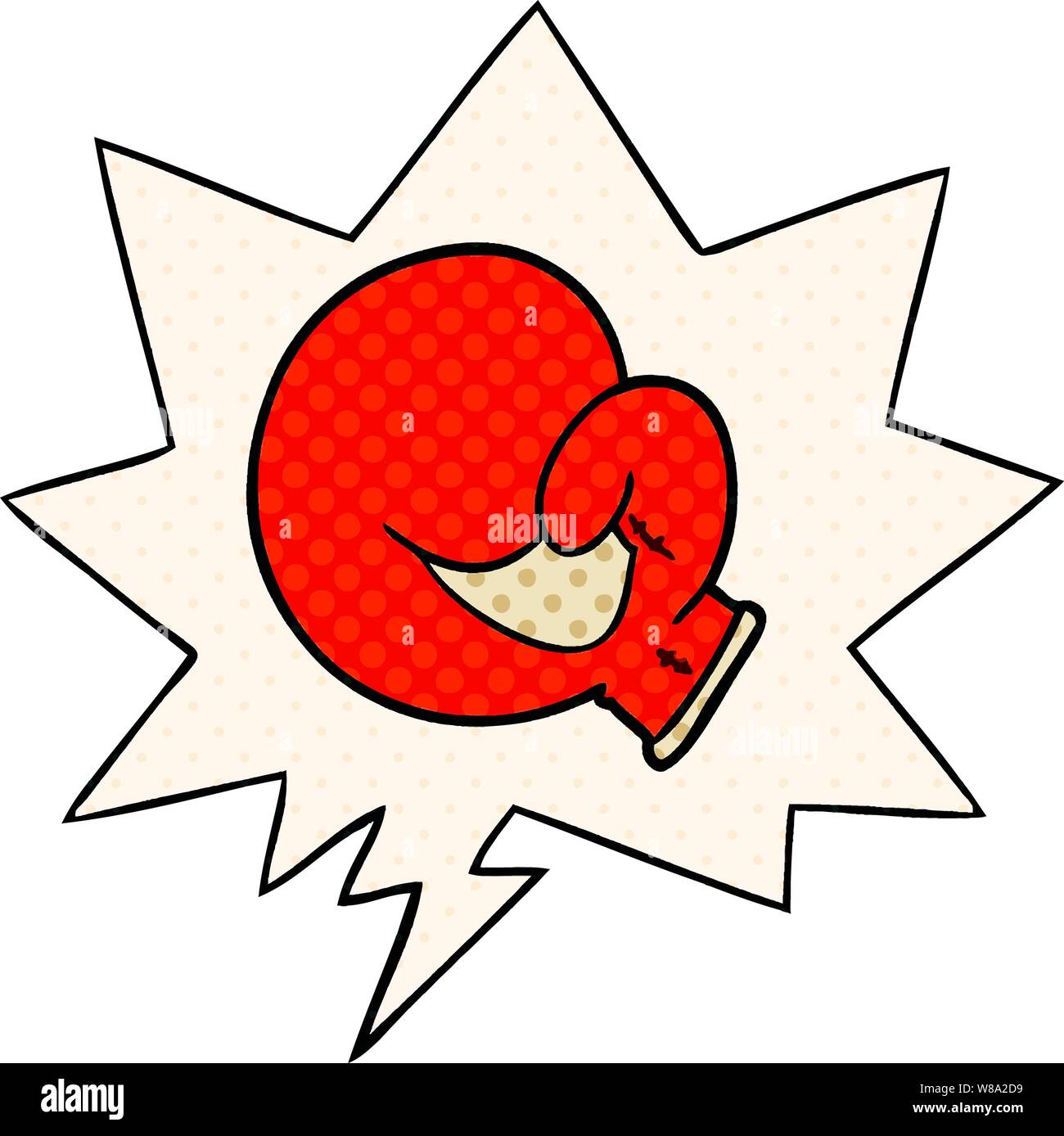 boxing glove cartoon with speech bubble in comic book style Stock ...