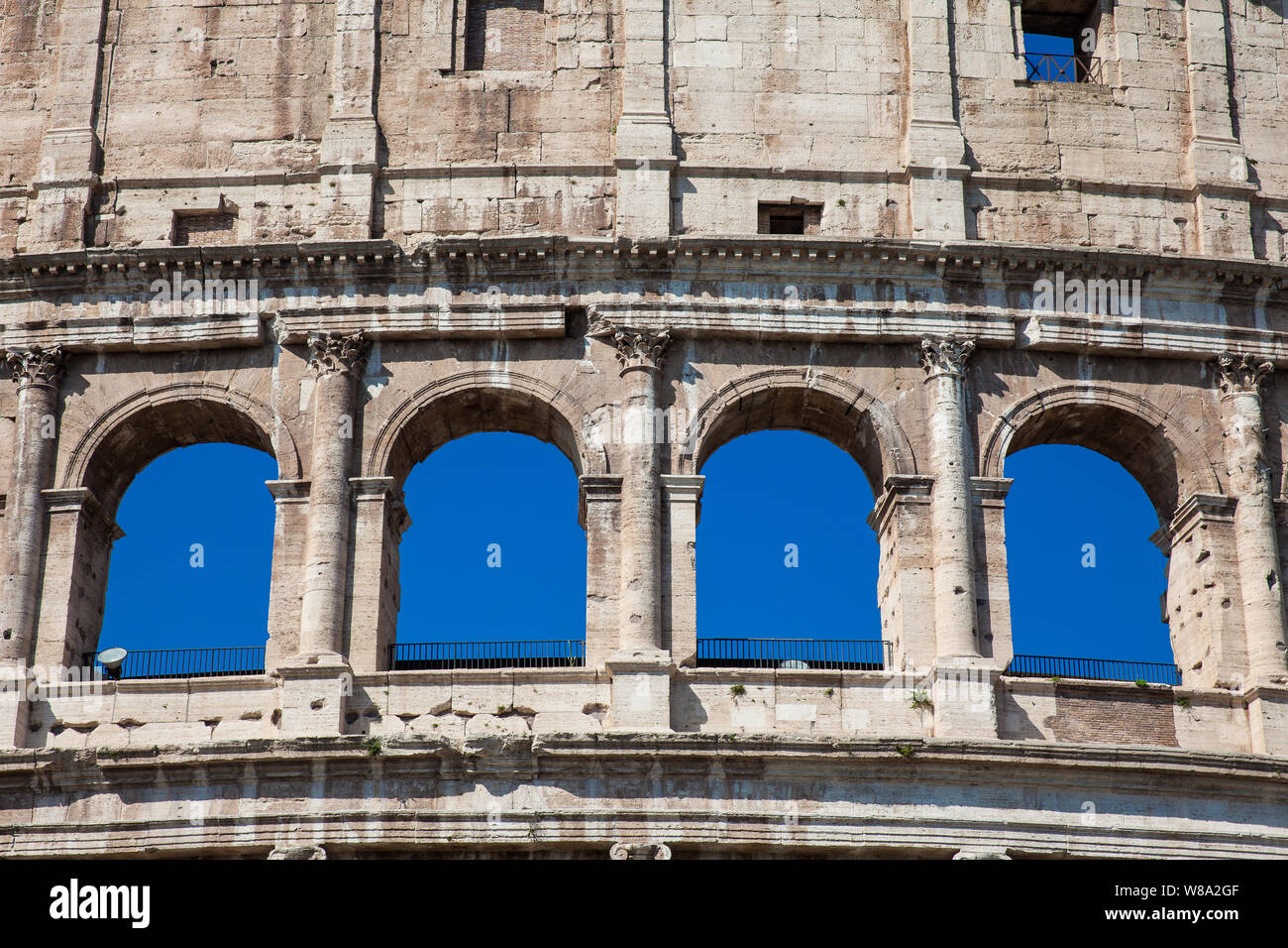 Detail of the famous Colosseum or Coliseum also known as the Flavian ...