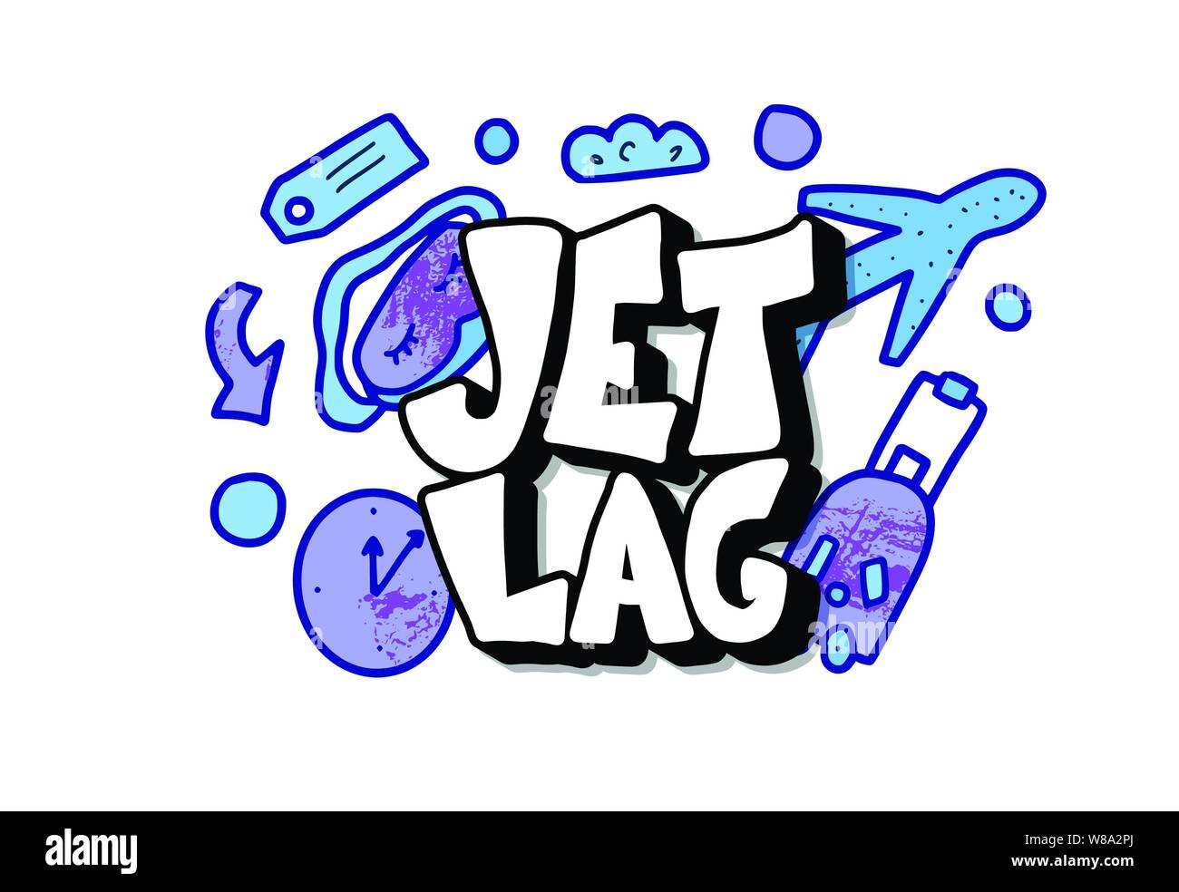 Jet lag concept. Jet lag quote with decoration. Vector illustration ...