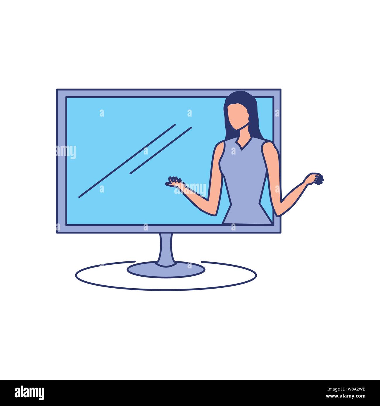 business woman in computer monitor vector illustration design Stock ...