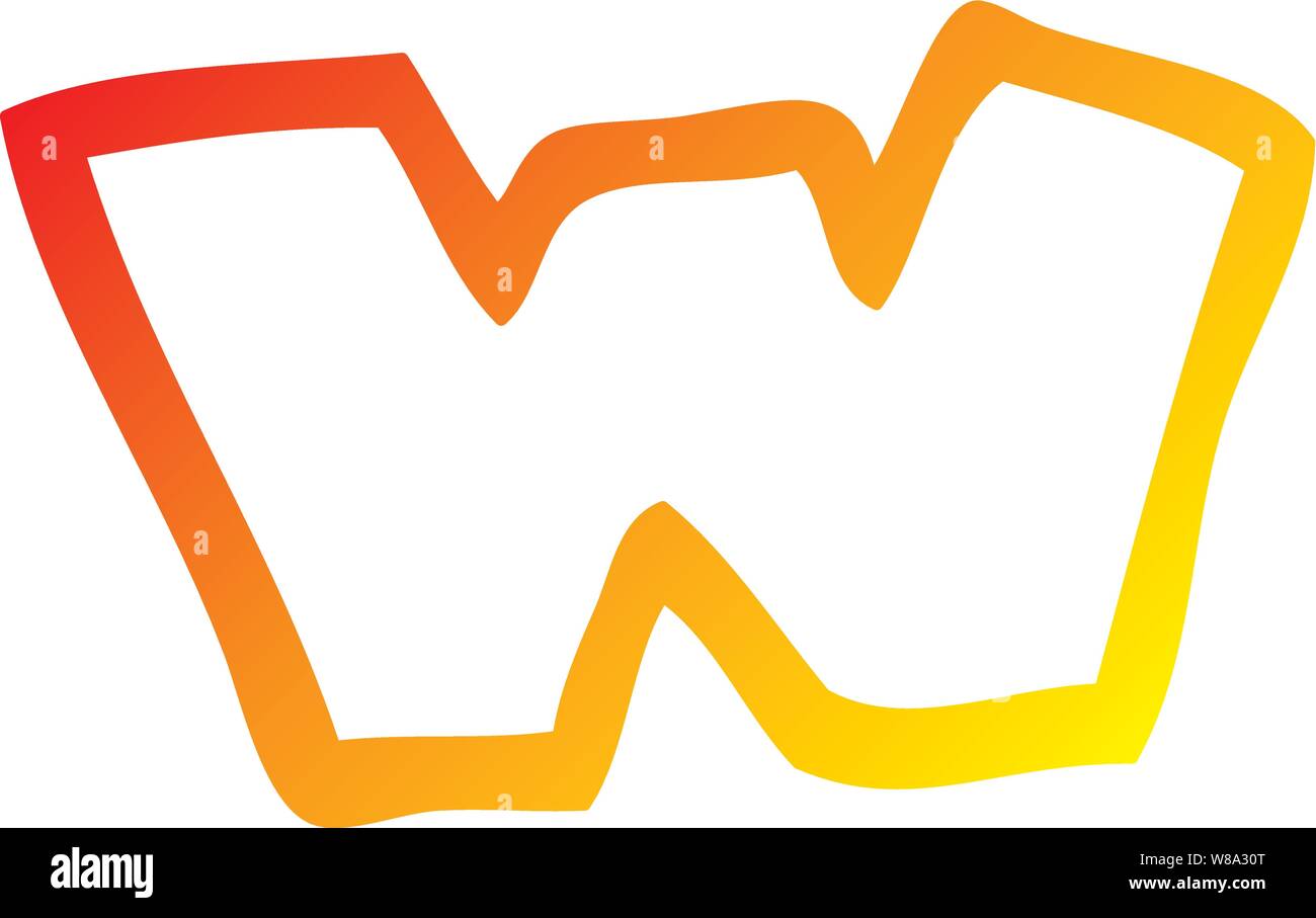 warm gradient line drawing of a cartoon letter w Stock Vector Image ...