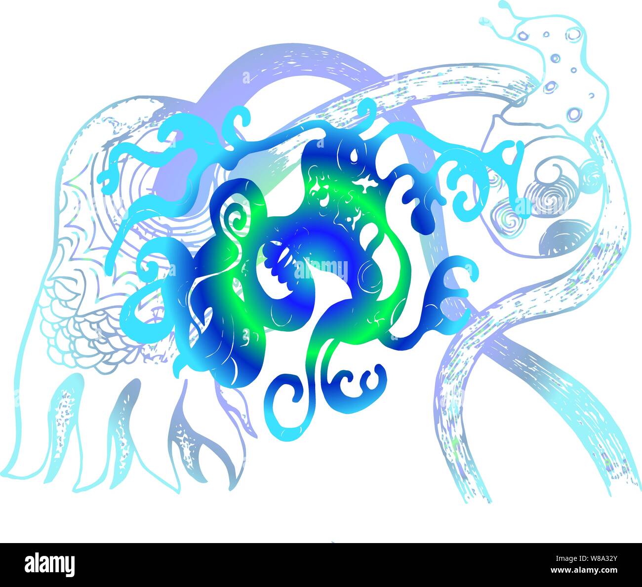 Gradient illustration of psychedelic octopus Stock Vector Image & Art ...