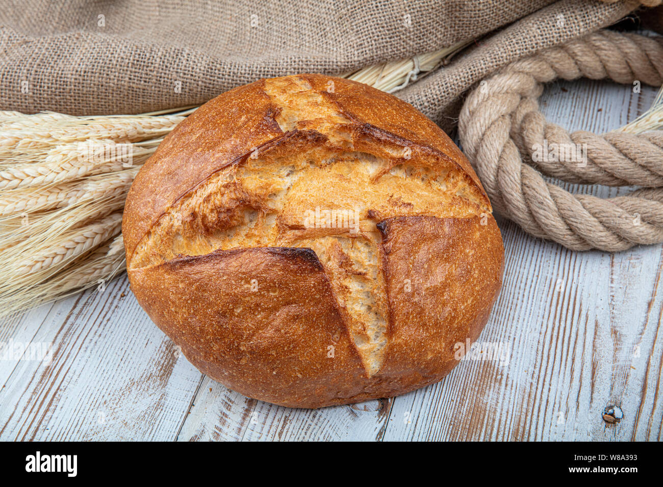 Fresh fragrant bread on the table. Food concept Stock Photo - Alamy