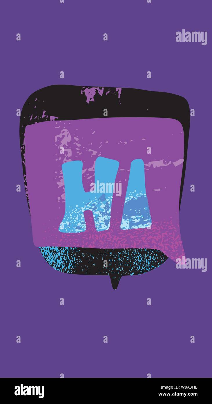 Story social media template of vector text. Stylized word Hi in flat ...