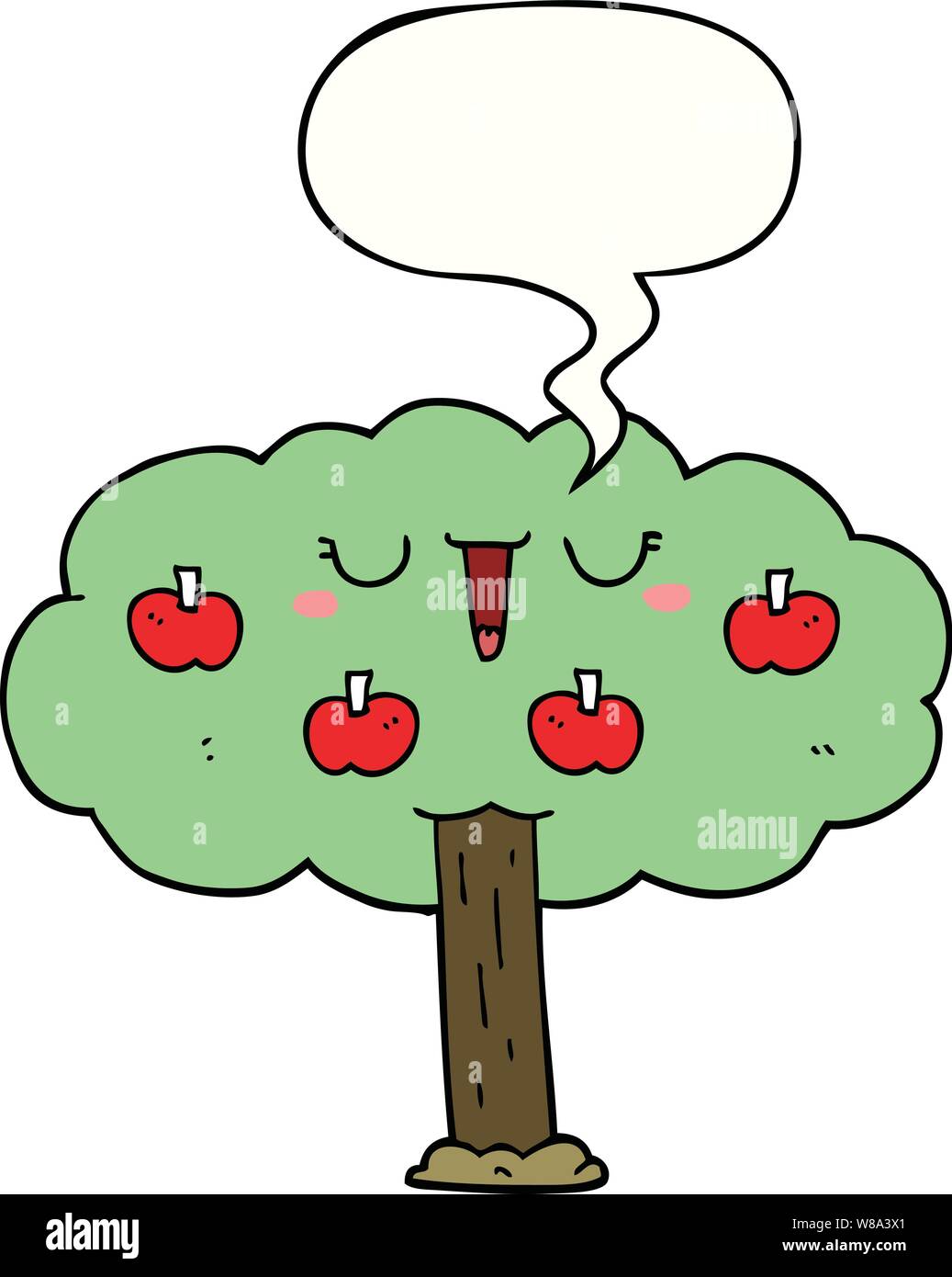 cartoon apple tree with speech bubble Stock Vector Image & Art - Alamy