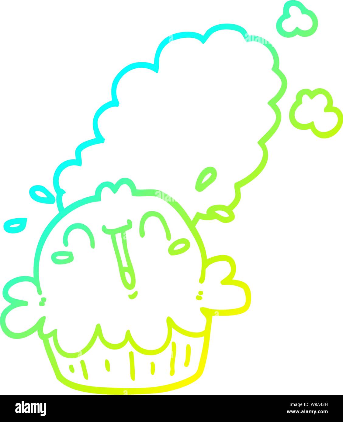 cold gradient line drawing of a cute cartoon pie Stock Vector Image ...