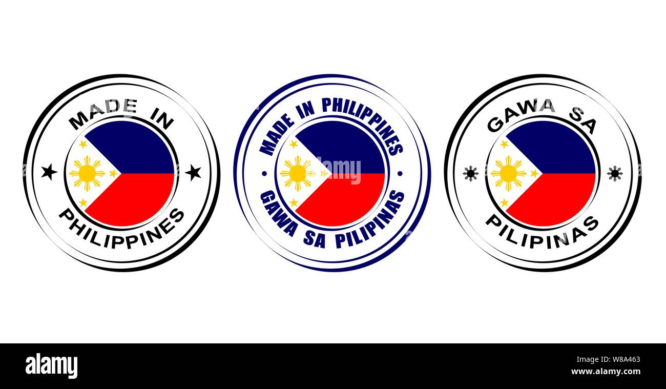Round labels Made in Philippines with flag and Sun icon Stock Vector ...