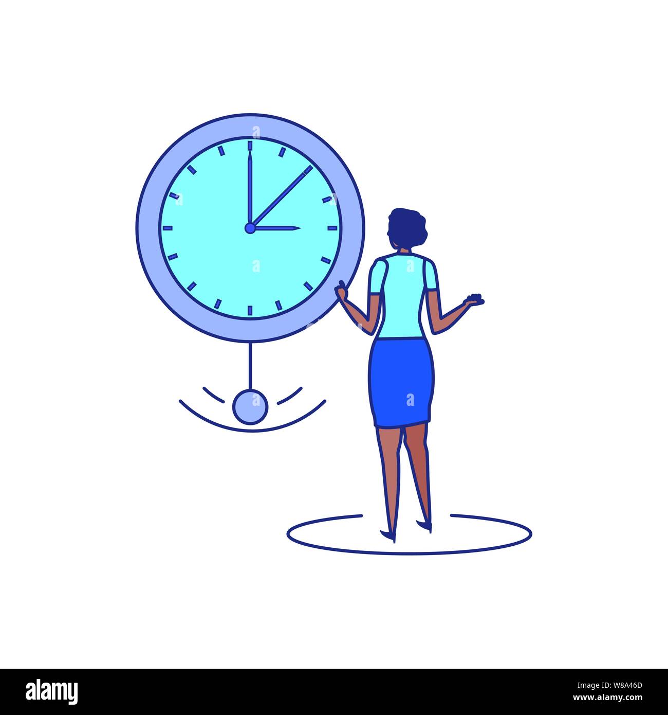 business woman elegant with time clock vector illustration design Stock ...