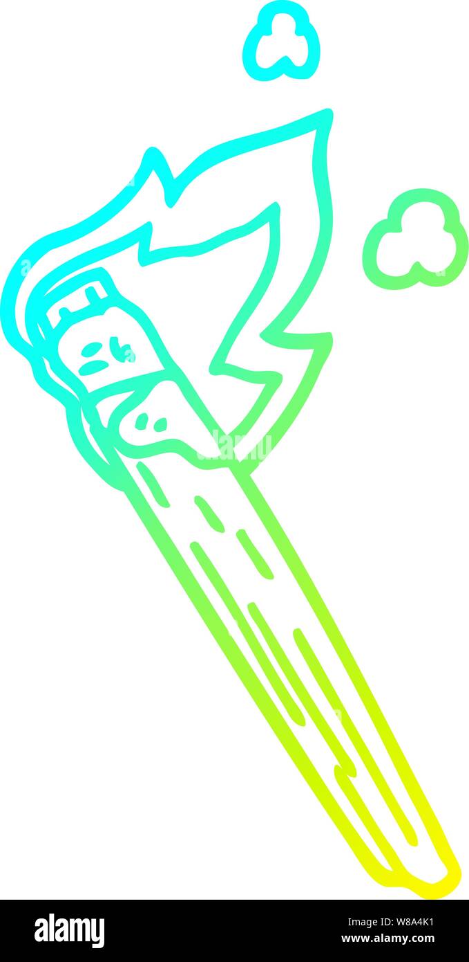 cold gradient line drawing of a cartoon burning torch brand Stock ...