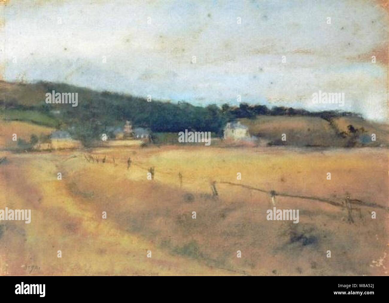Degas - Village in a Meadow 1869 Stock Photo - Alamy