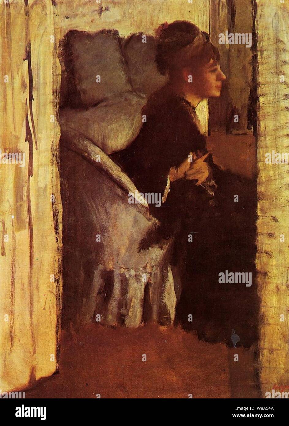 Degas - Woman Putting on Her Gloves, circa 1877 Stock Photo - Alamy