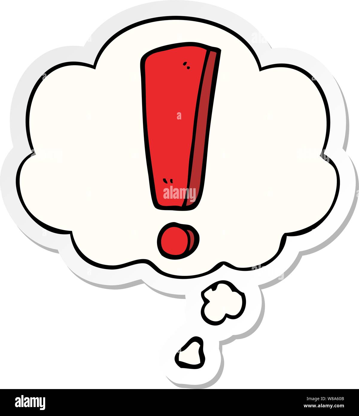 cartoon exclamation mark with thought bubble as a printed sticker Stock ...