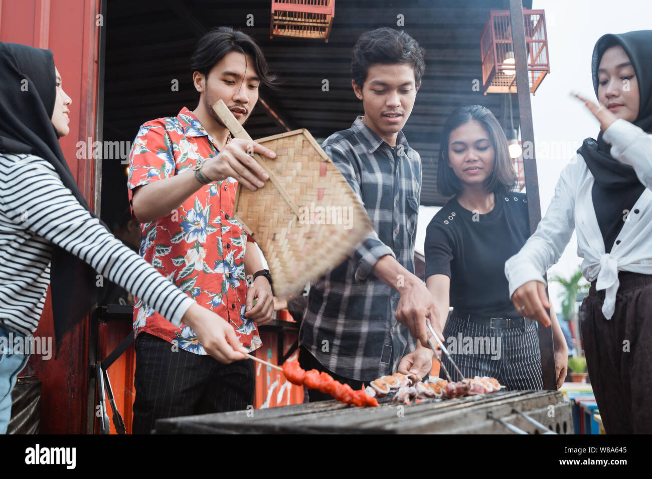 young people together celebrate the outdoor party Stock Photo - Alamy
