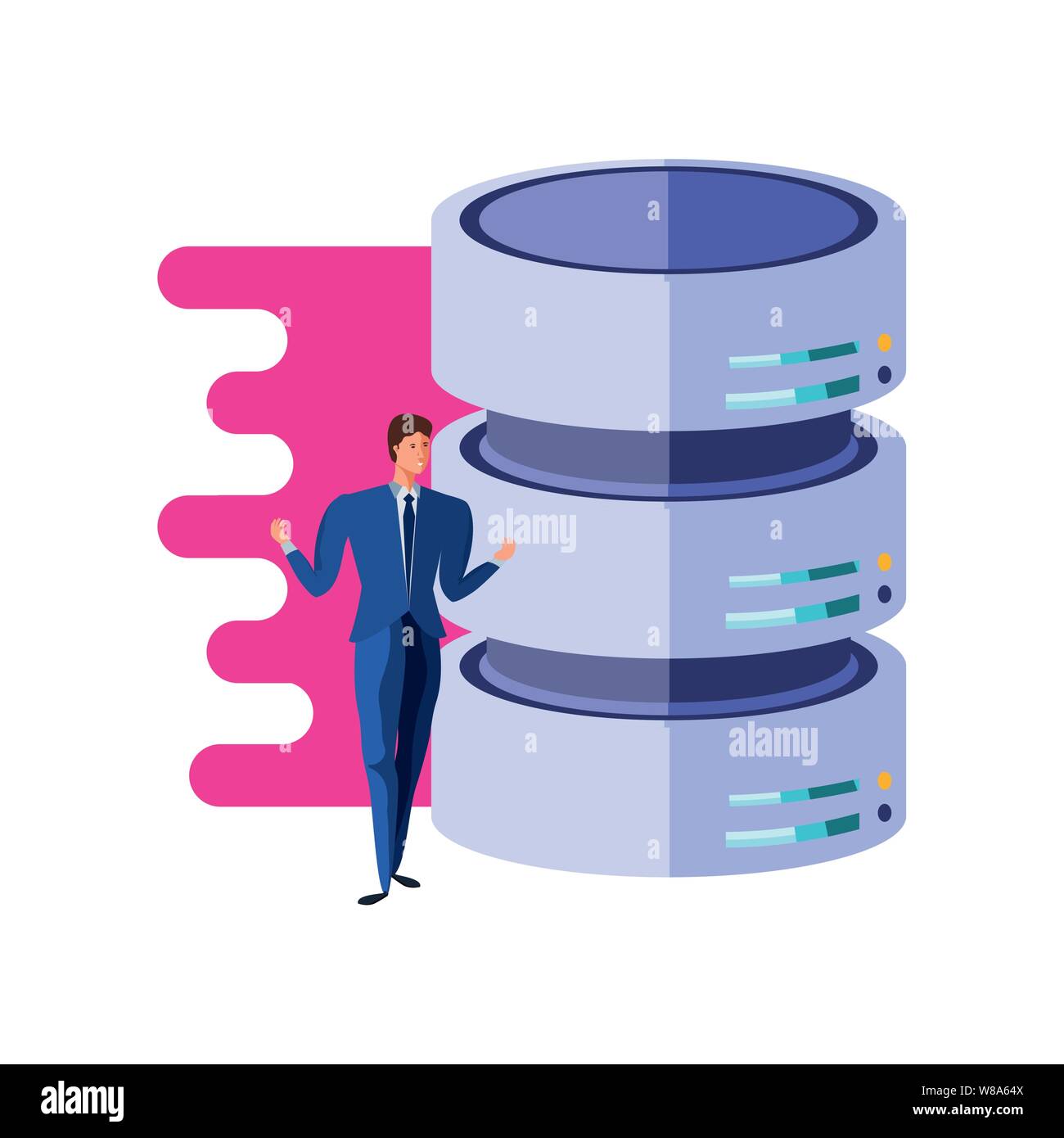 business man elegant with data center disks vector illustration design Stock Vector Image & Art ...