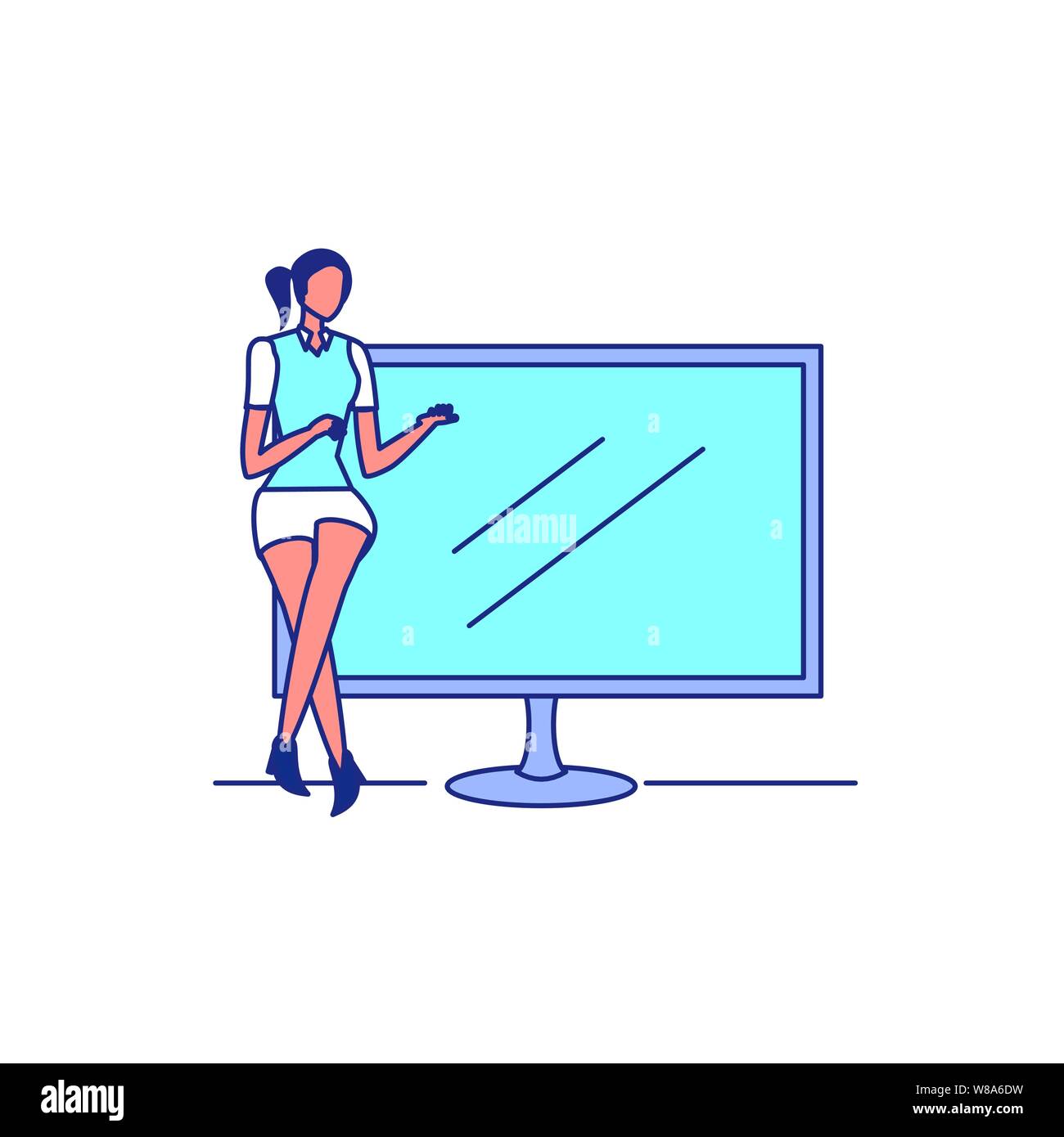 business woman with computer monitor vector illustration design Stock ...