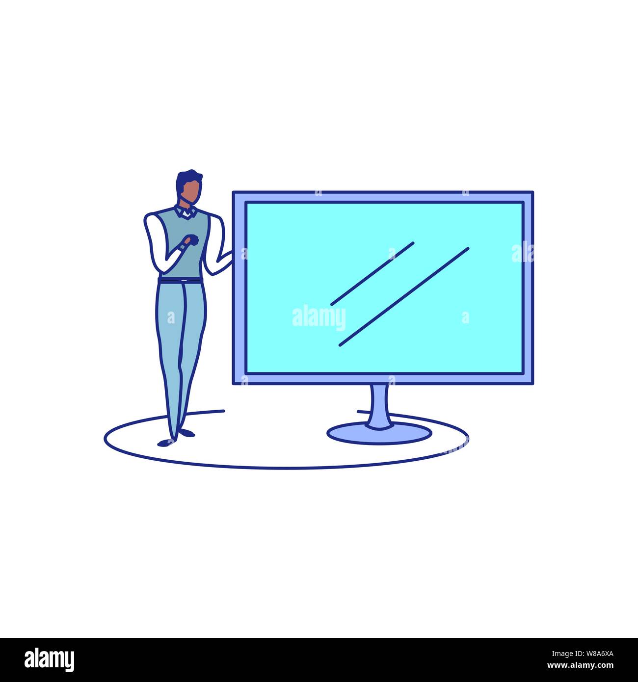 business man elegant with computer monitor vector illustration design ...