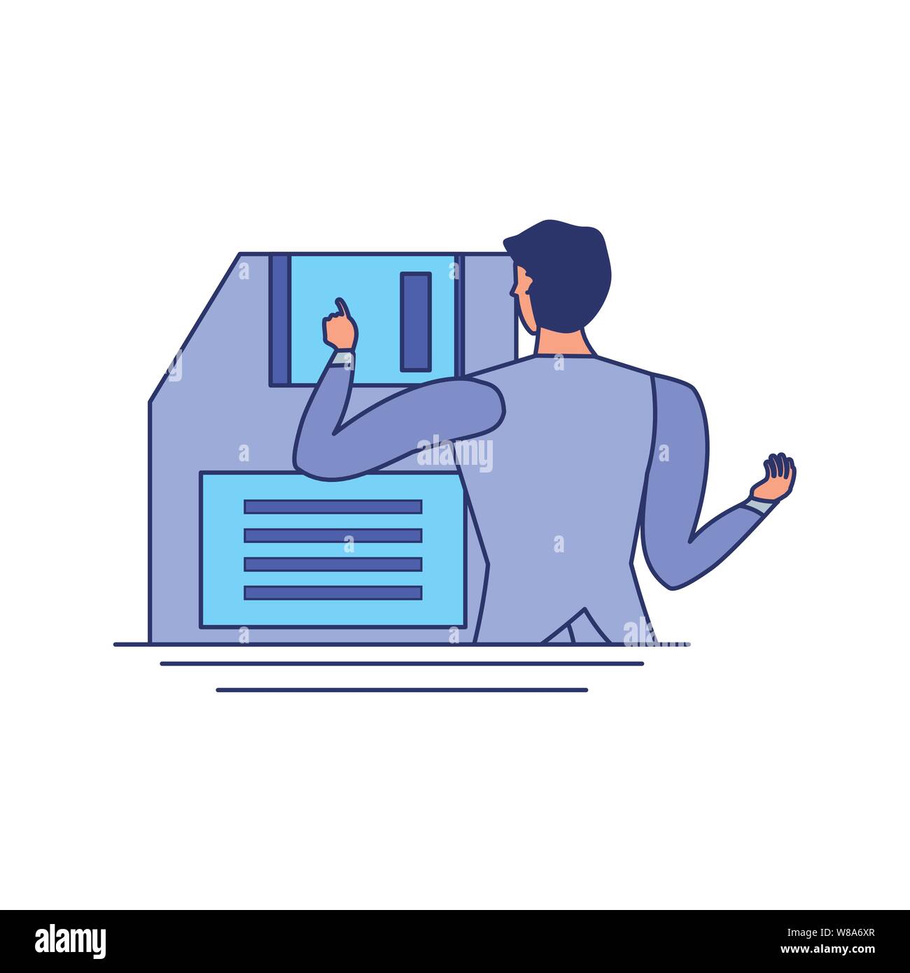 business man elegant with floppy disk vector illustration design Stock ...