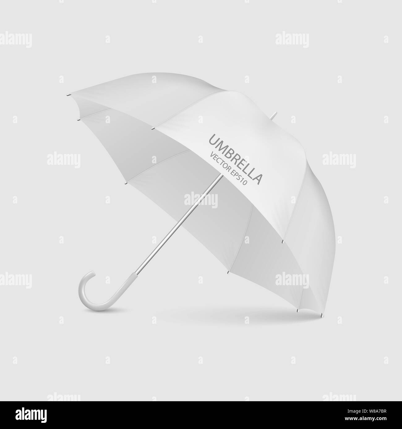 Vector 3d Realistic Render White Blank Umbrella Icon Closeup Isolated on White Background ...