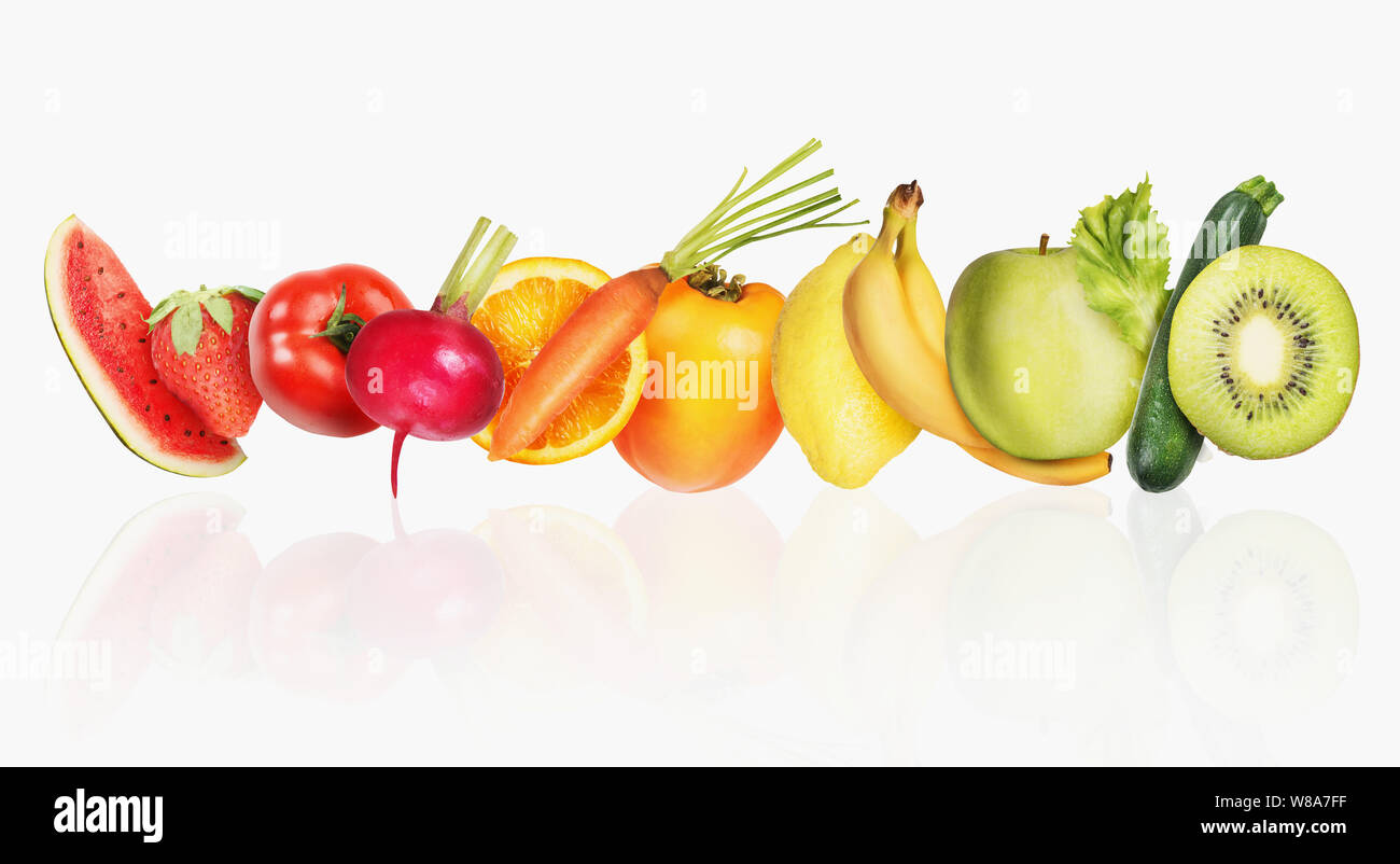 Colourful banner of fruits. Healthy food concept Stock Photo - Alamy