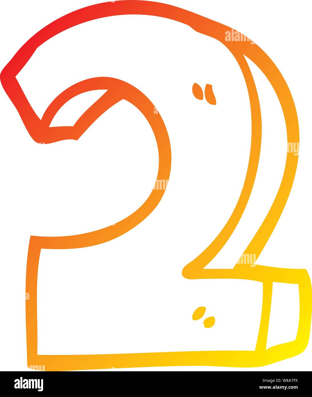 warm gradient line drawing of a cartoon number two Stock Vector Image ...