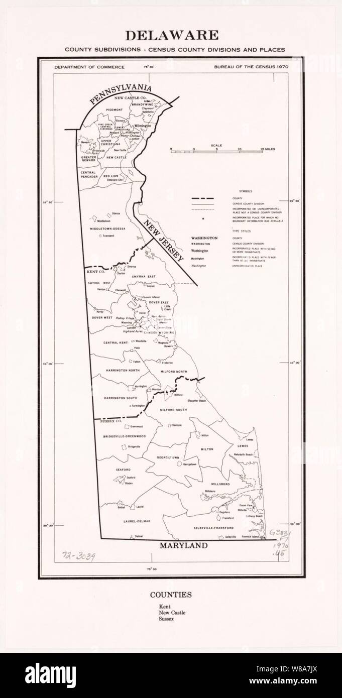 Delaware; county subdivisions, census county divisions and places. 1970 ...