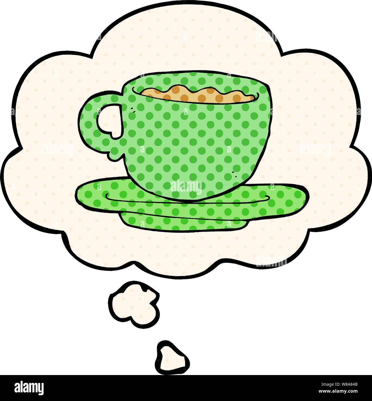 cartoon cup of tea with thought bubble in comic book style Stock Vector ...