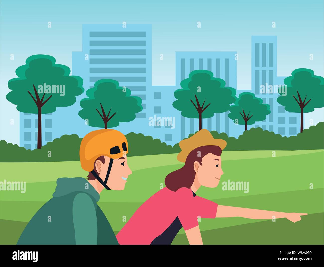 Young people riding bikes cartoon Stock Vector Image & Art - Alamy