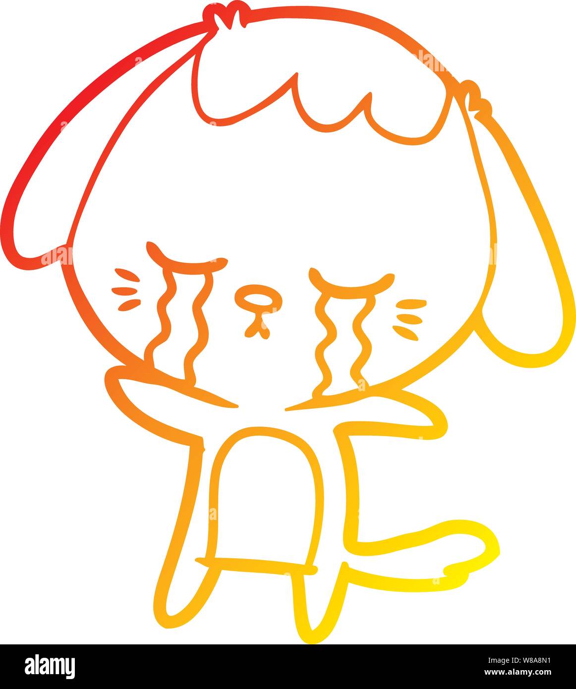 warm gradient line drawing of a cartoon crying dog Stock Vector Image ...