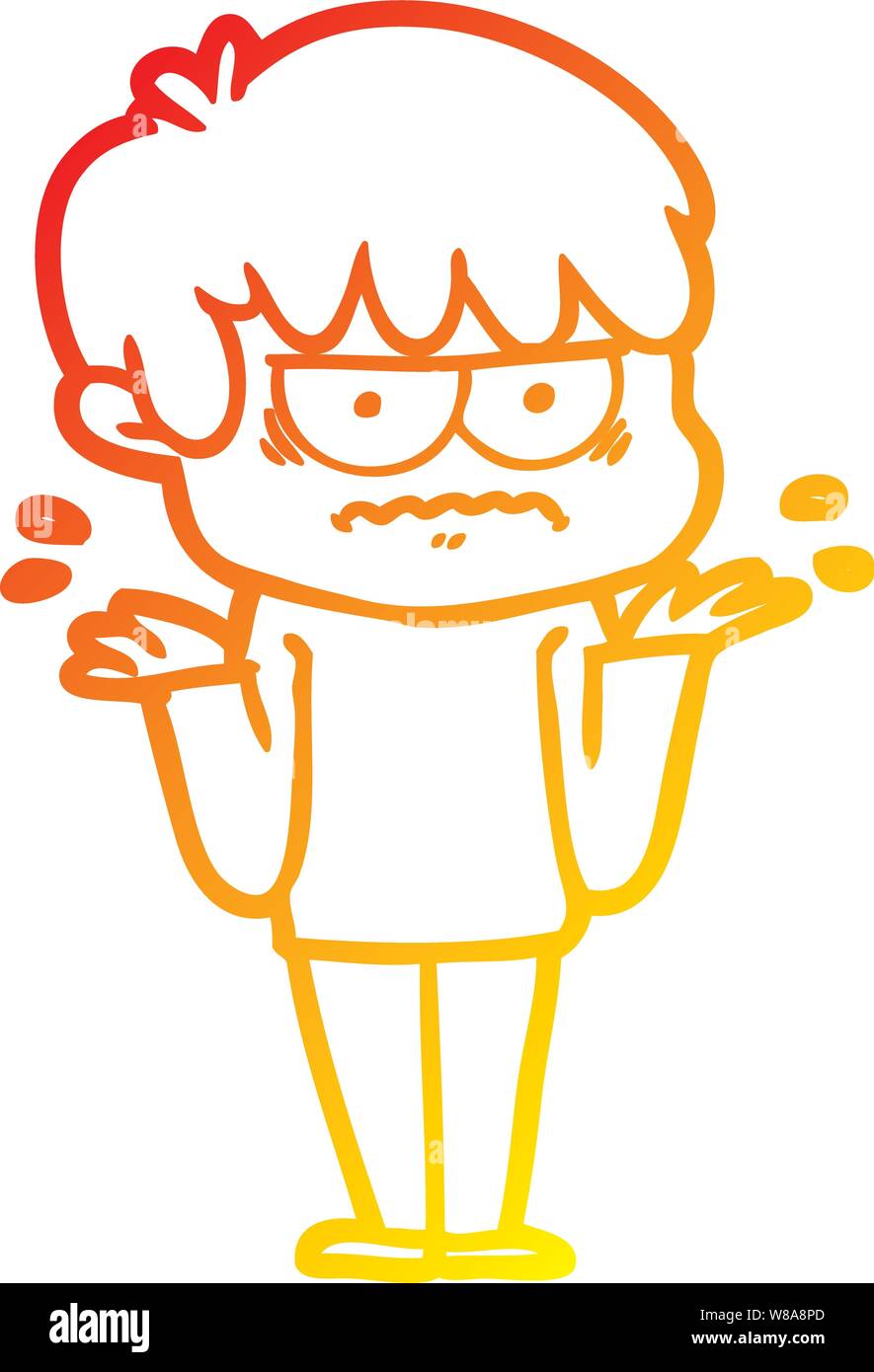 warm gradient line drawing of a annoyed cartoon boy Stock Vector Image ...
