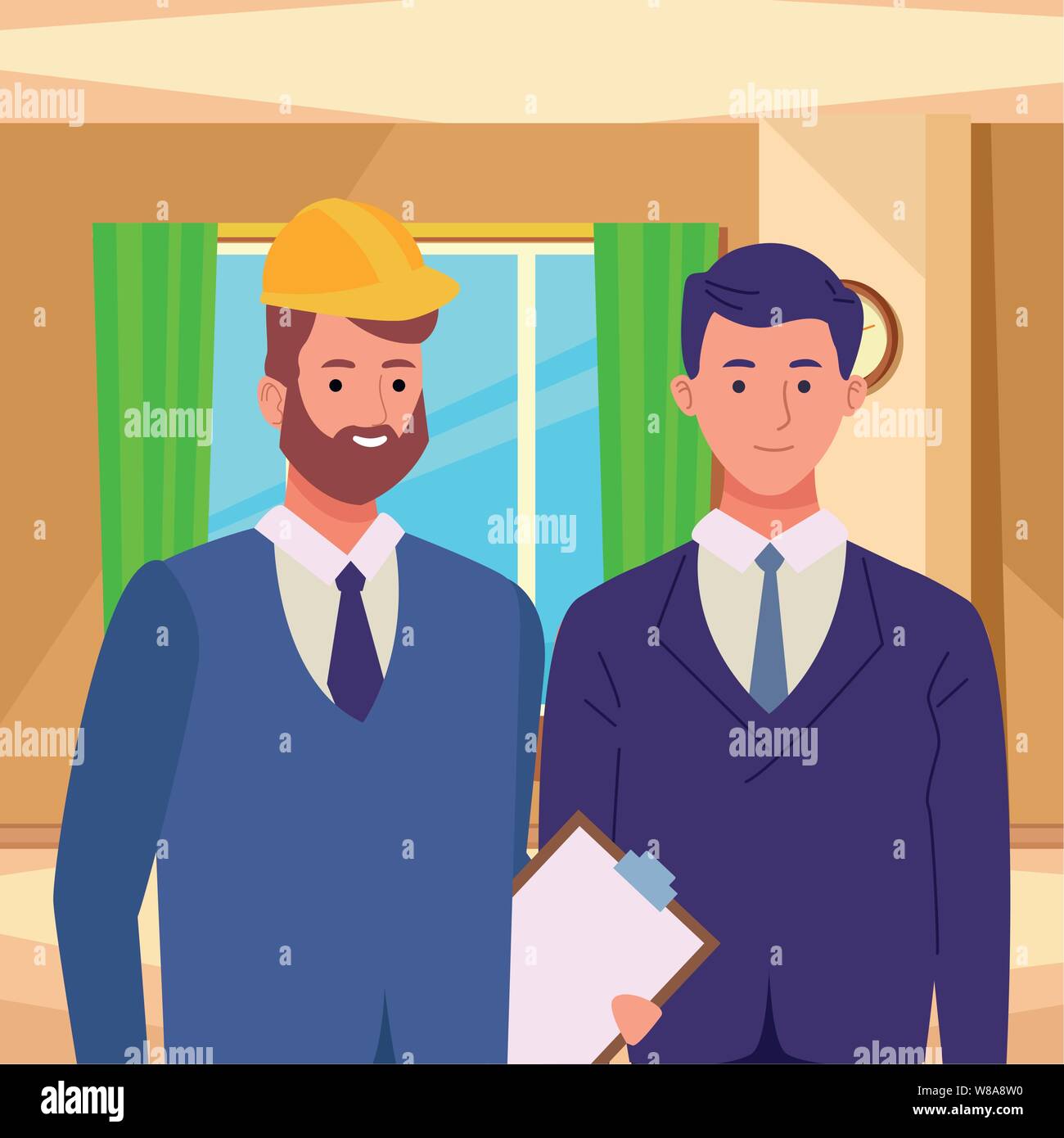 Professionals workers couple smiling cartoons Stock Vector Image & Art ...