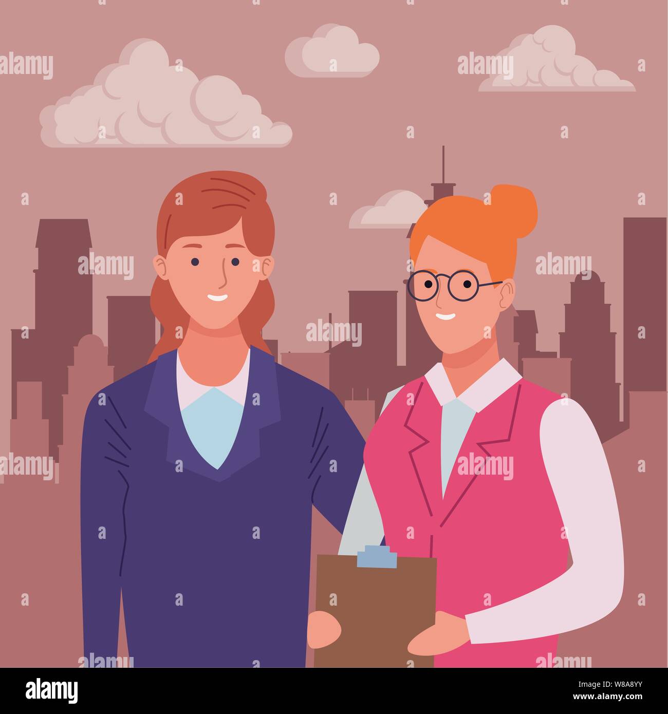 Professionals workers couple smiling cartoons Stock Vector Image & Art ...