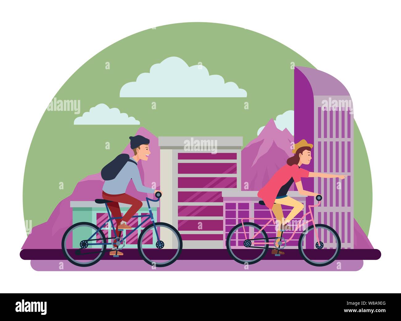 Young people riding bikes cartoon Stock Vector Image & Art - Alamy