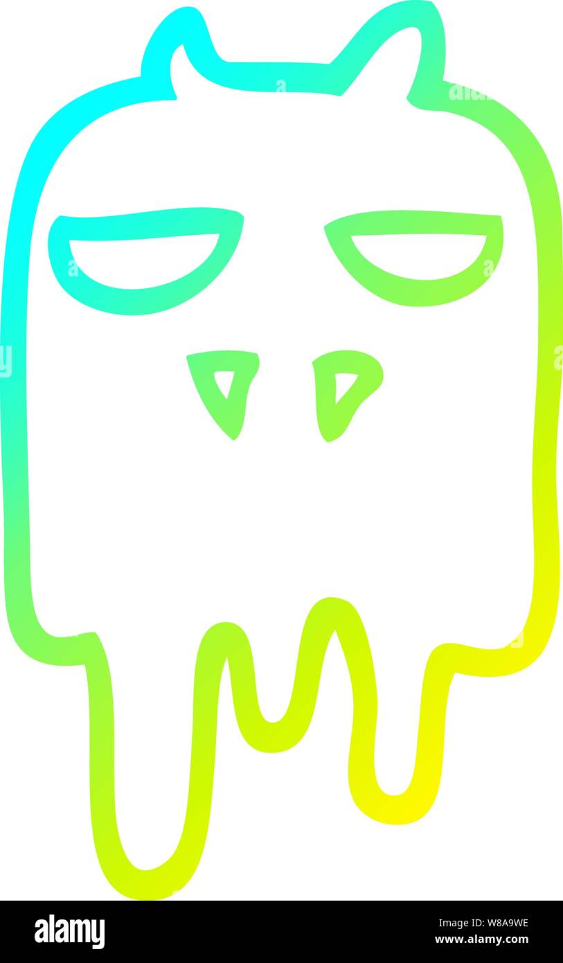 cold gradient line drawing of a cartoon spooky ghost Stock Vector Image ...