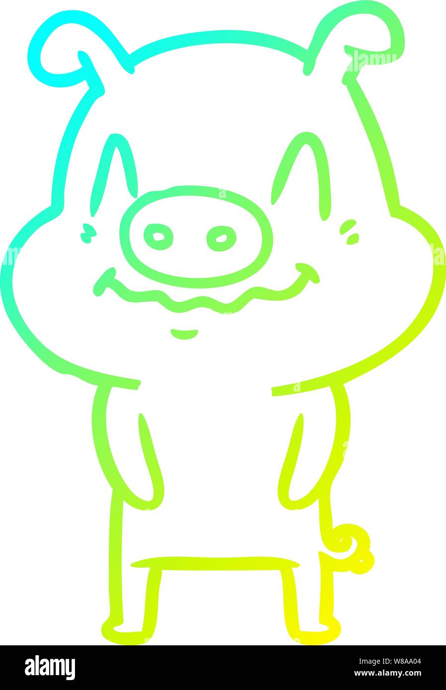 cold gradient line drawing of a nervous cartoon pig Stock Vector Image ...