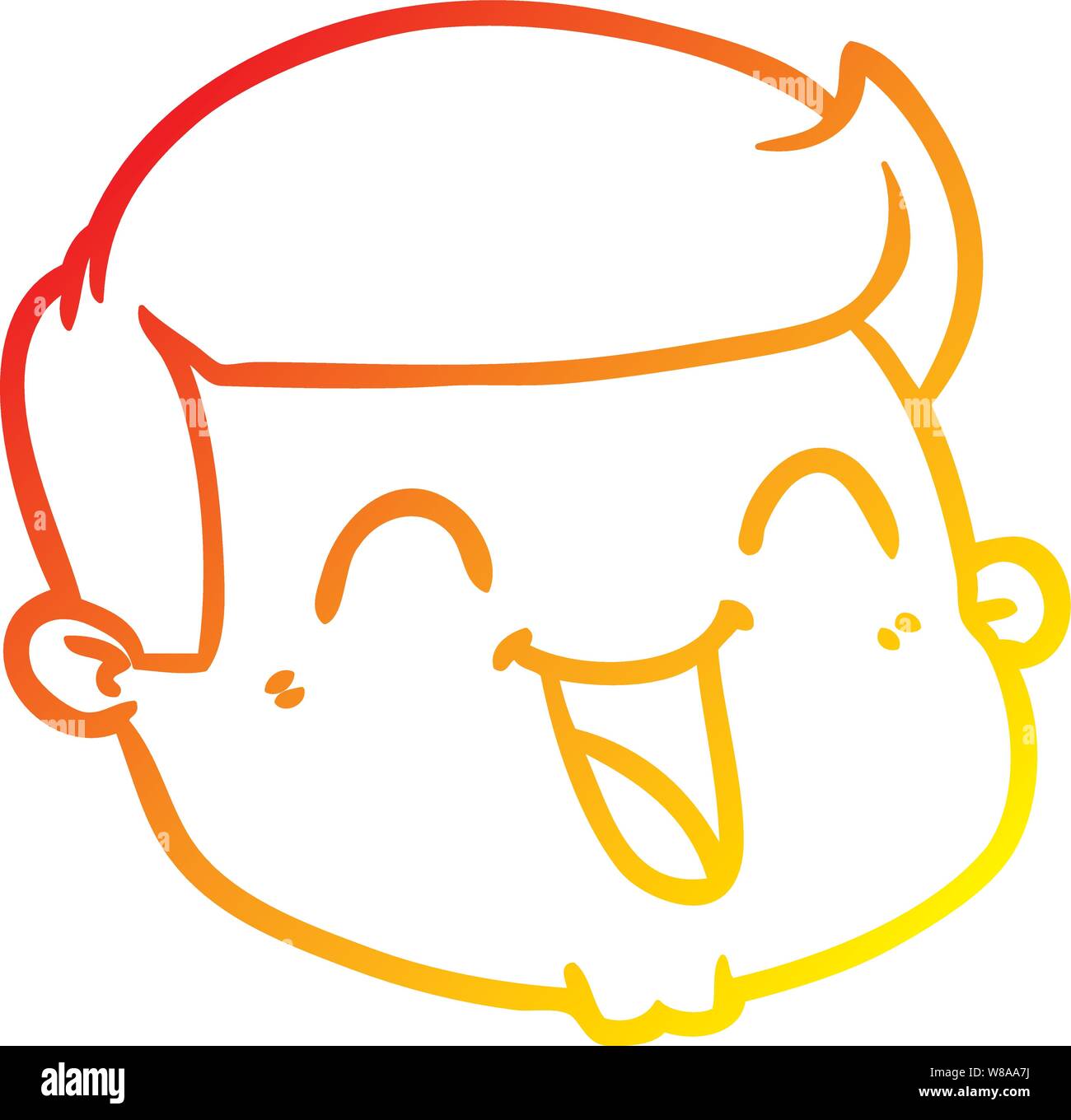 warm gradient line drawing of a happy cartoon male face Stock Vector ...