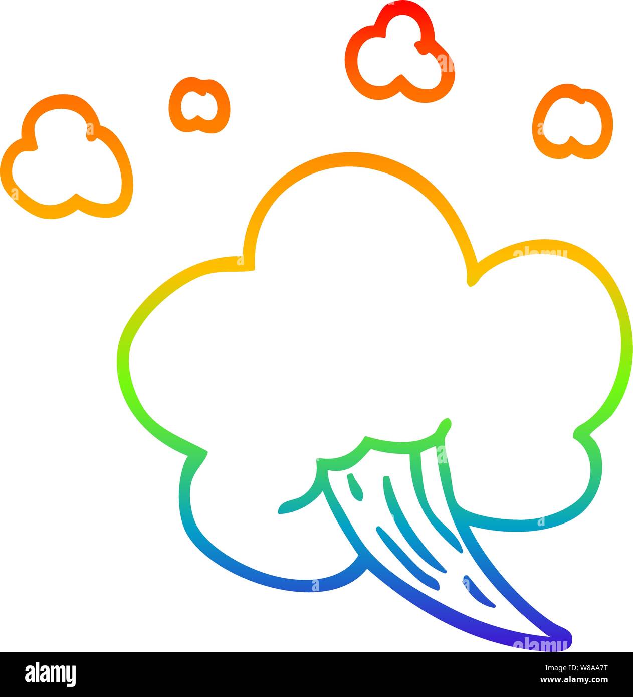rainbow gradient line drawing of a cartoon whooshing cloud Stock Vector ...