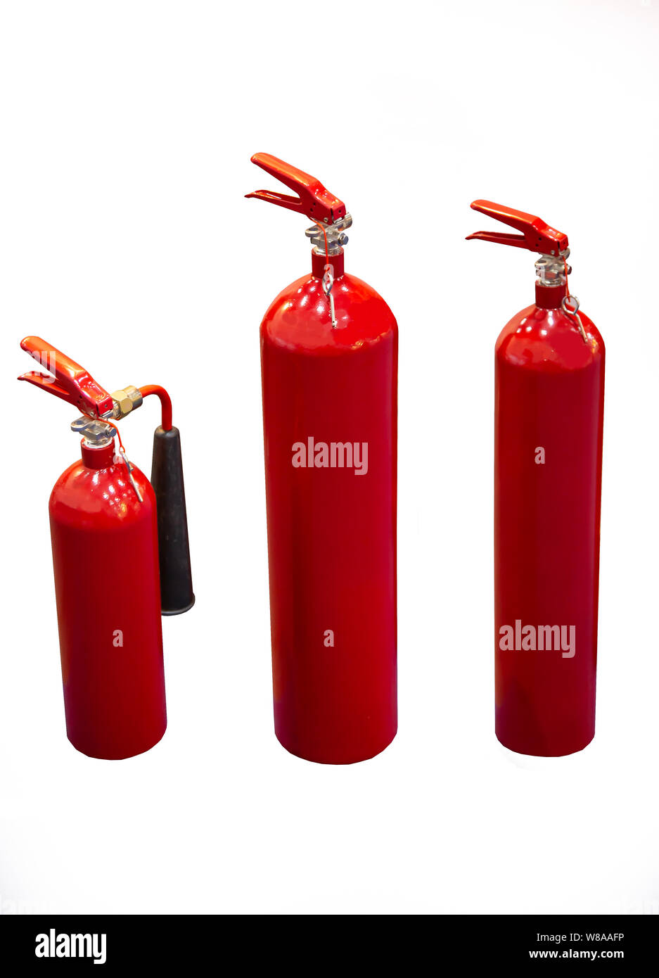 Different size of fire extinguishers isolated on white background Stock ...