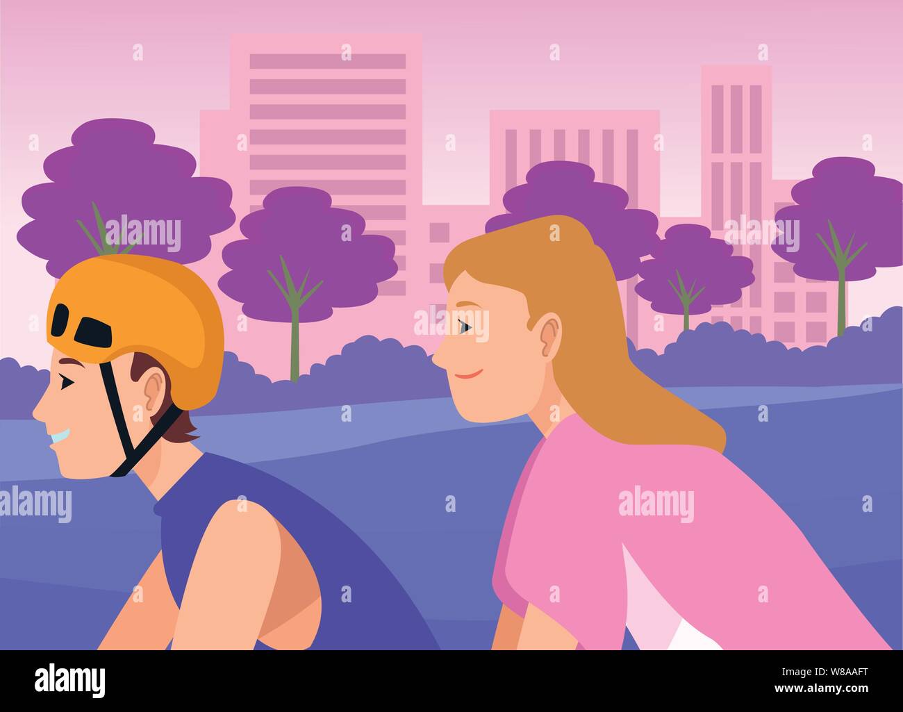 Young people riding bikes cartoon Stock Vector Image & Art - Alamy