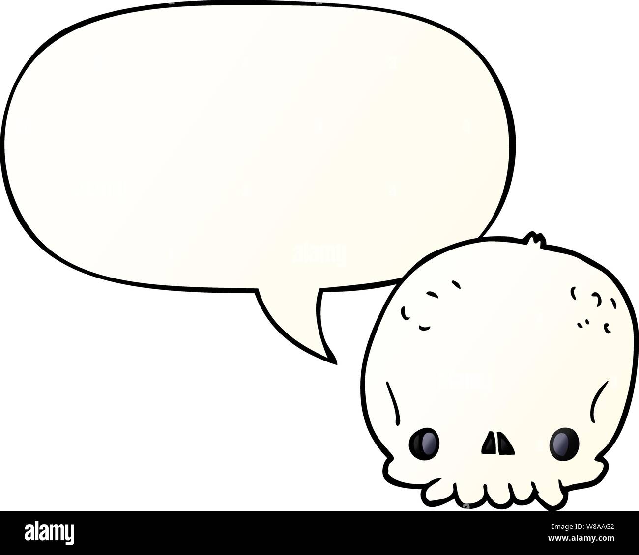 cartoon skull with speech bubble in smooth gradient style Stock Vector ...