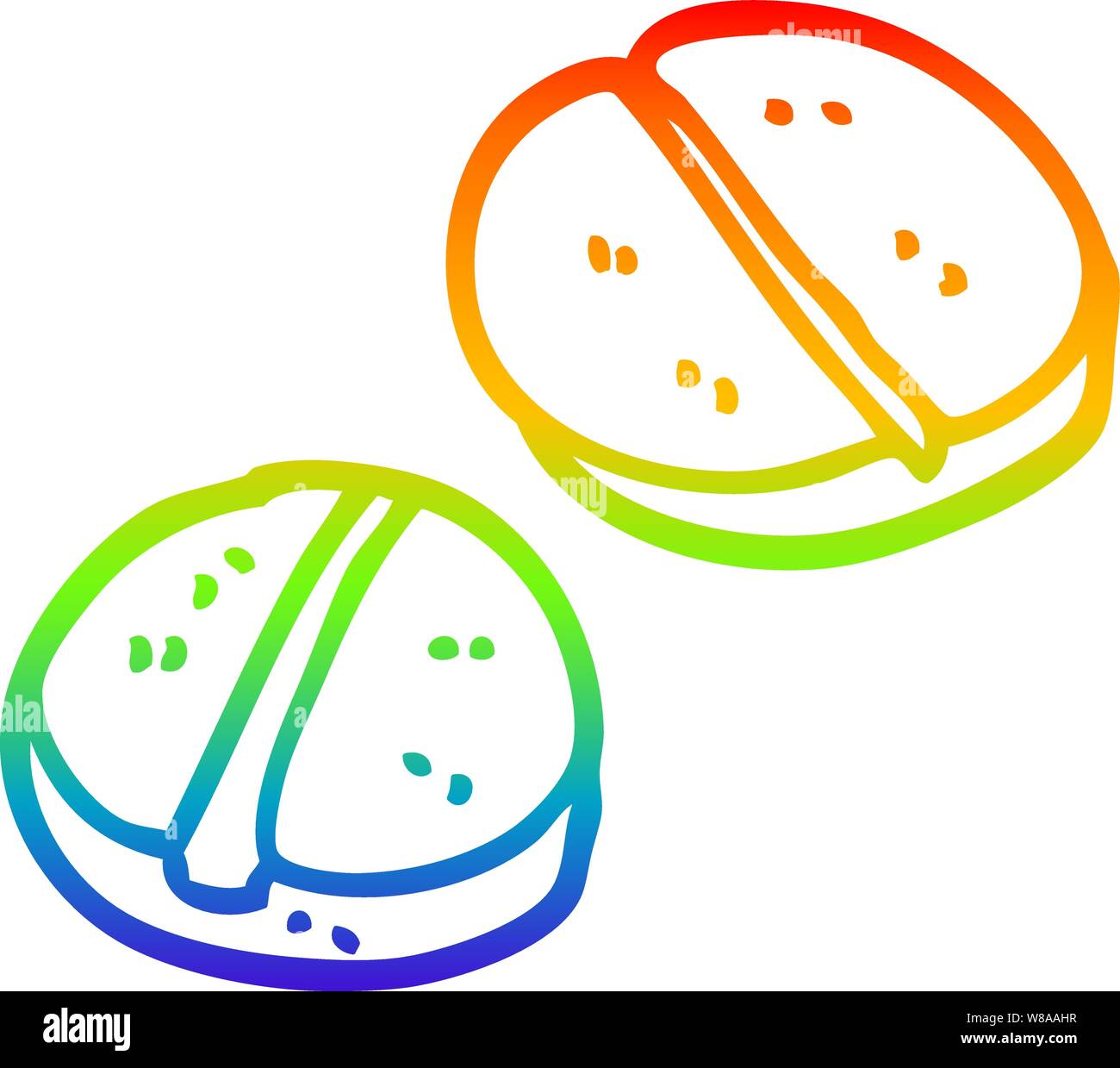 rainbow gradient line drawing of a cartoon tablets Stock Vector Image ...