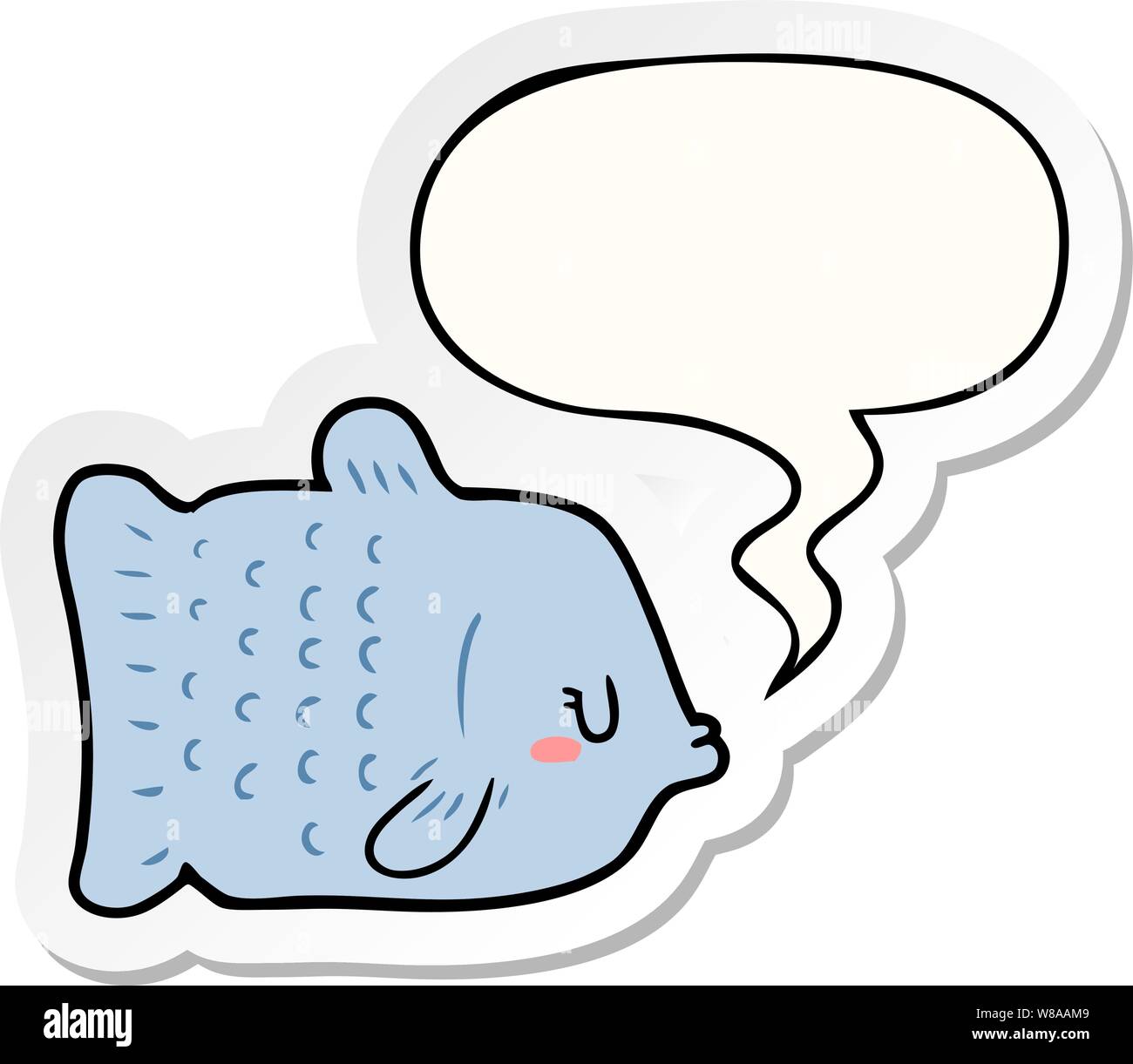 cartoon fish with speech bubble sticker Stock Vector Image & Art - Alamy